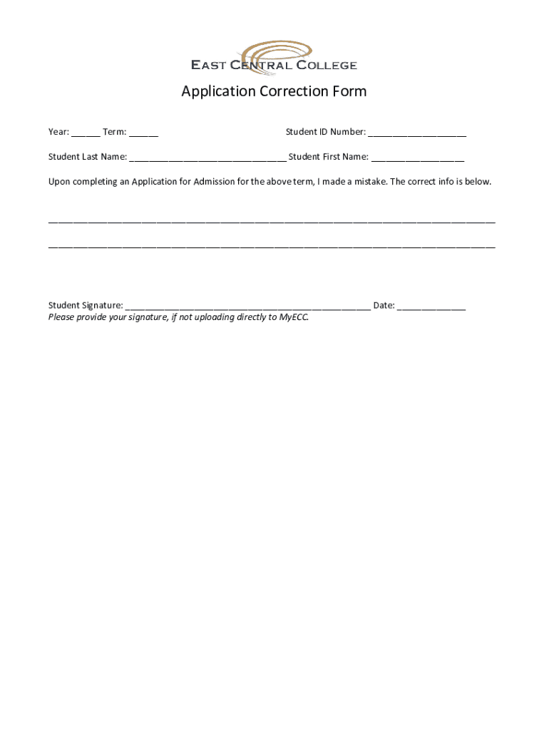 Fillable Online Application Correction Form Fax Email Print - pdfFiller