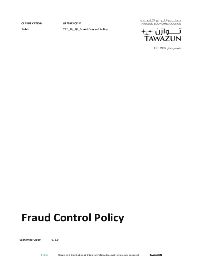 Fillable Online Fraud Control Policy Fax Email Print - pdfFiller