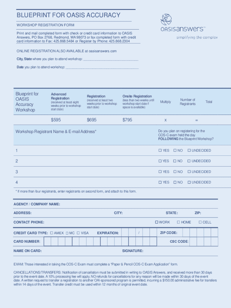Fillable Online Blueprint for Oasis Accuracy Workshop Registration Fax ...