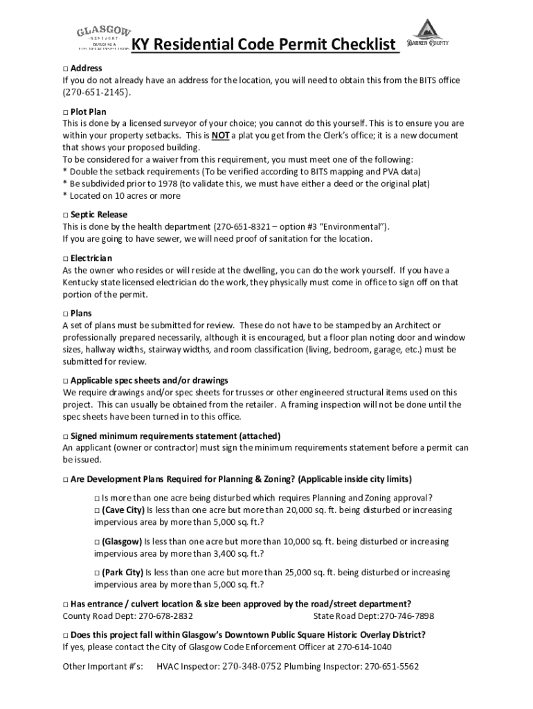 Fillable Online Kentucky Residential Code Permit Requirements Fax Email ...