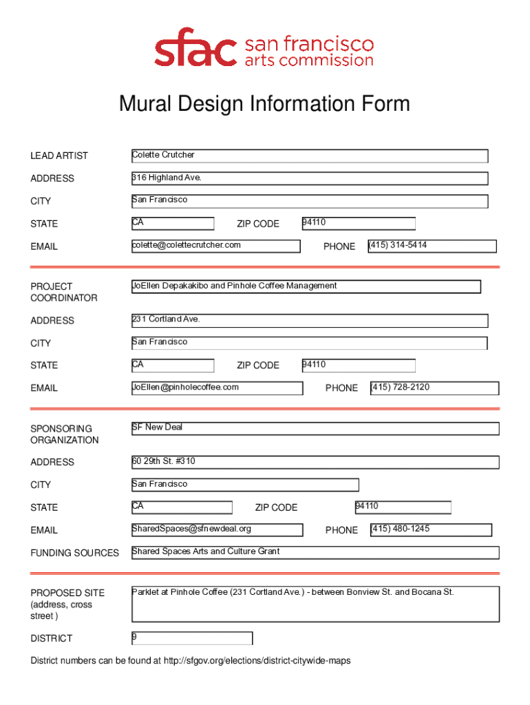 Fillable Online Mural Proposal for Pinhole Coffee Parklet Fax Email ...