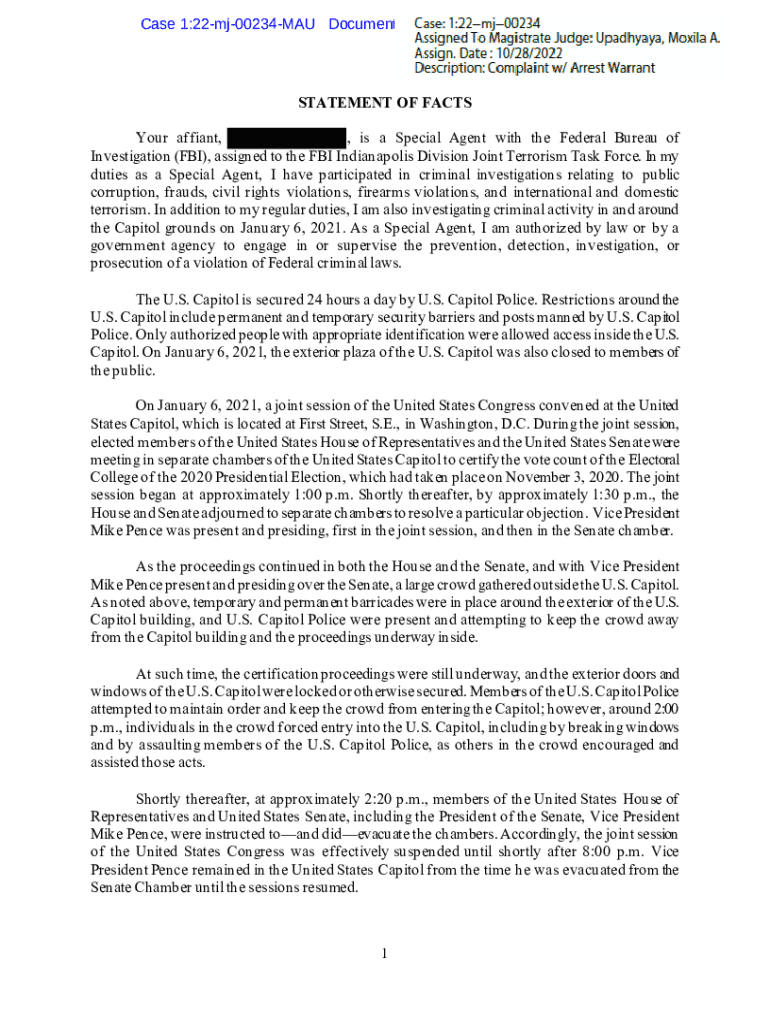 Fillable Online Statement of Facts Related to January 6, 2021 Capitol ...