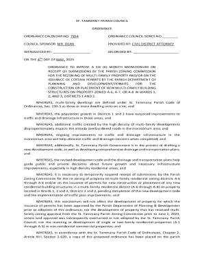 Fillable Online Ordinance Imposing Moratorium on Multi-family Zoning ...