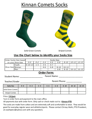 Fillable Online Kinnan Comets Socks Order Fax Email Print - pdfFiller