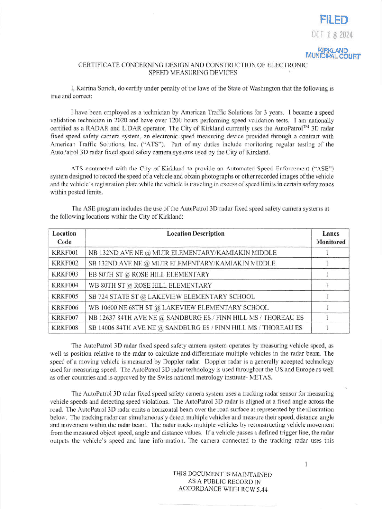 Fillable Online Lakeview School Zone Radar Certificate. September 2024 ...