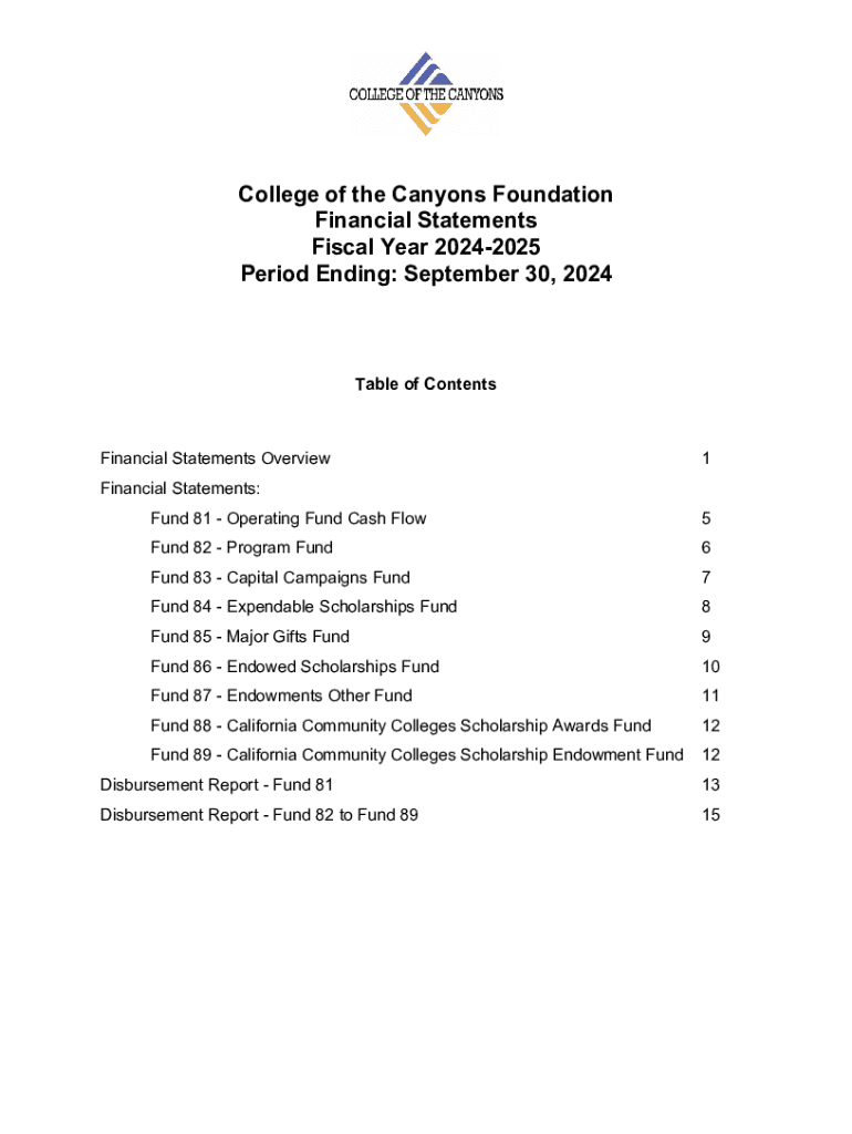 Fillable Online COC FOUNDATION Financial Statements Overview Fax Email ...