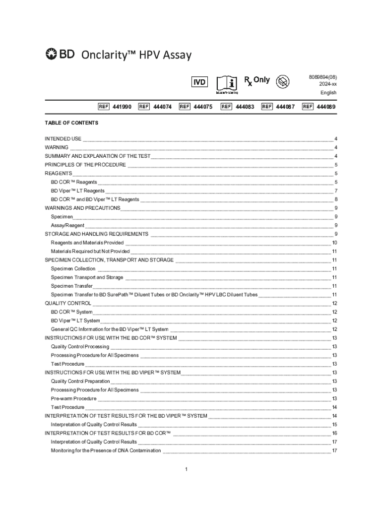 Fillable Online Onclarity™ Hpv Assay Documentation Fax Email Print ...