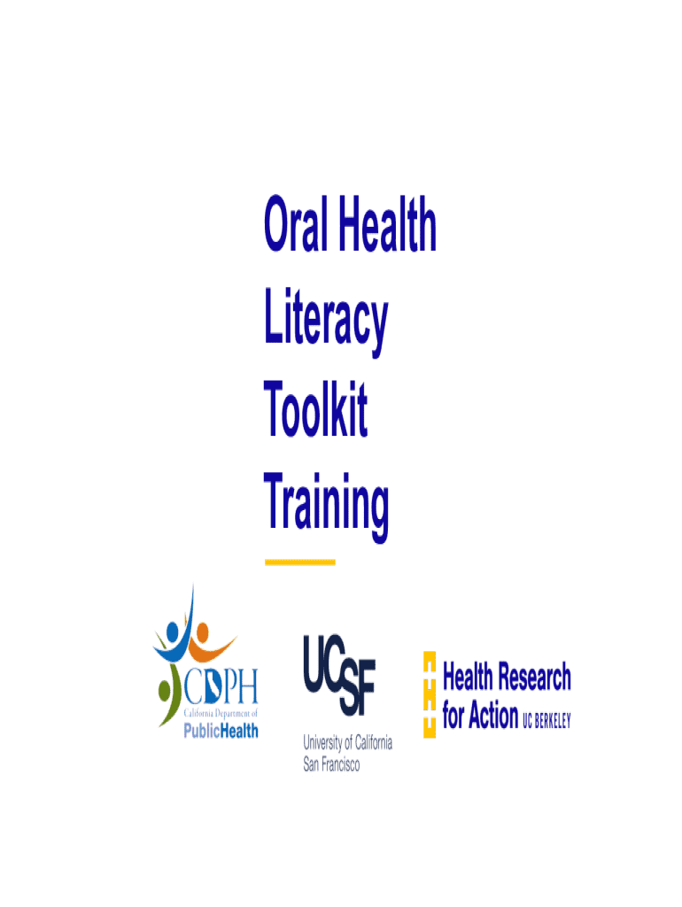 Fillable Online Oral Health Literacy Toolkit Training Fax Email Print ...