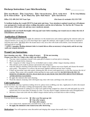 Fillable Online Post-operative Care for Laser Skin Resurfacing Fax ...