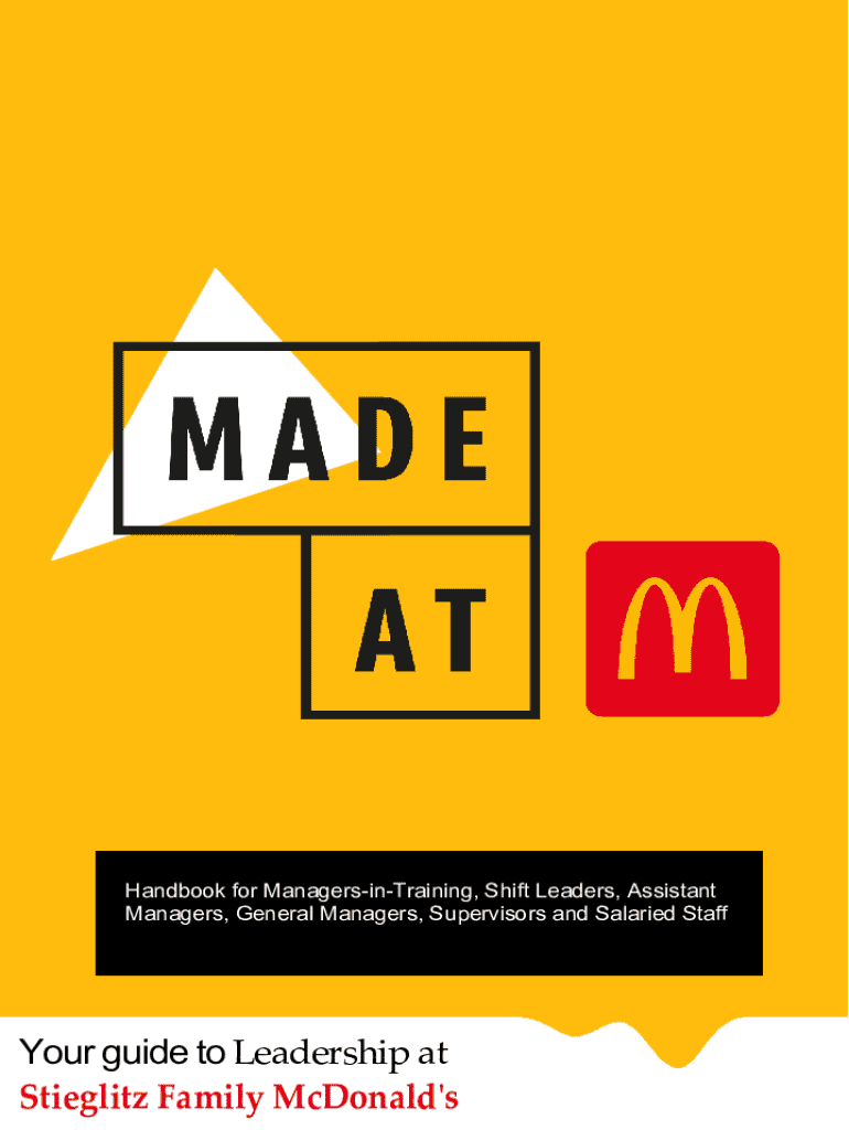 Fillable Online McDonald\'s Shift Manager Orientation guide Fax Email ...