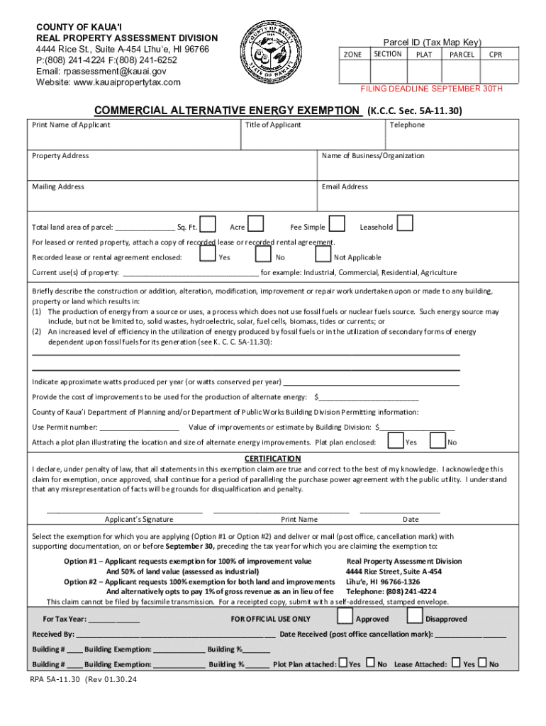 Commercial Alternative Energy Exemption Form - Blank Fillable Template ...