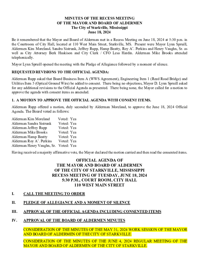 Fillable Online Aldermen Kim Moreland, Sandra Sistrunk, Jeffrey Rupp, Hamp Beatty, Roy A Fax ...