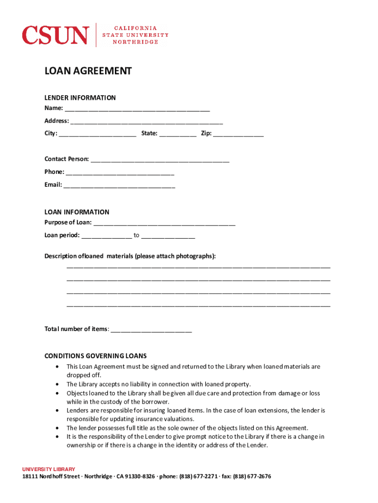 Fillable Online Loan Agreement for Library Materials Fax Email Print ...