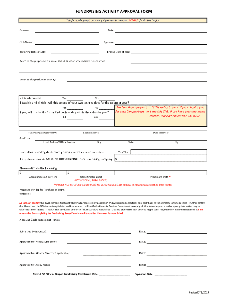 Fillable Online Fundraising Activity Approval Form Fax Email Print - pdfFiller