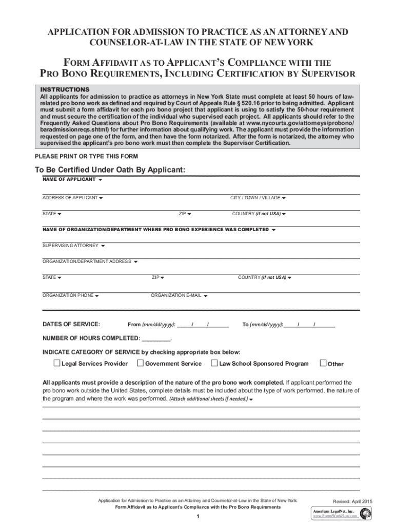 Fillable Online Application for Admission to Practice as an Attorney ...