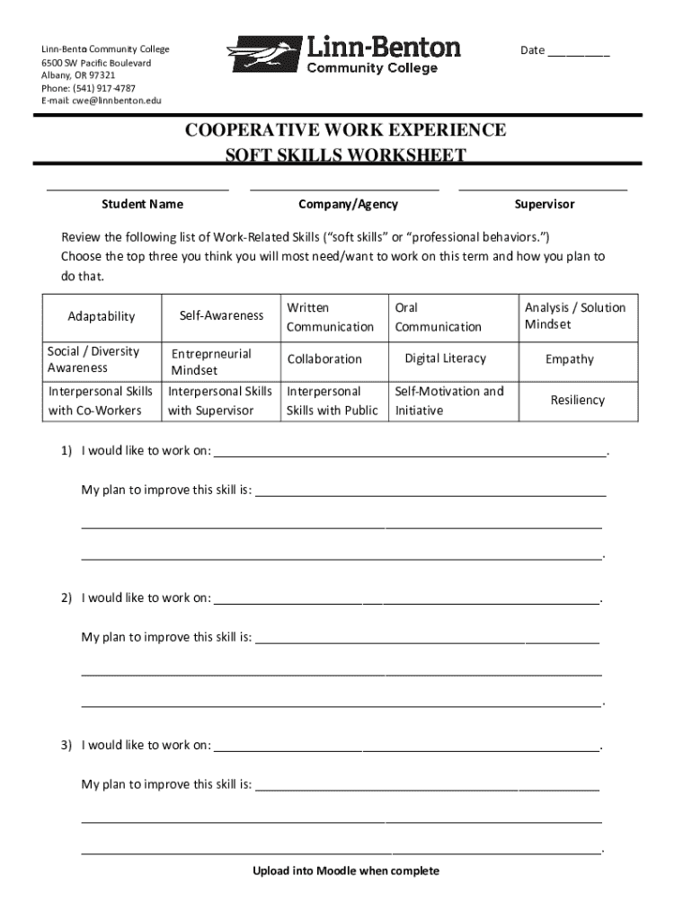 Fillable Online Soft Skills Development Worksheet Fax Email Print ...