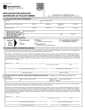 Fillable Online Application for Duplicate Certificate of Title by Owner ...