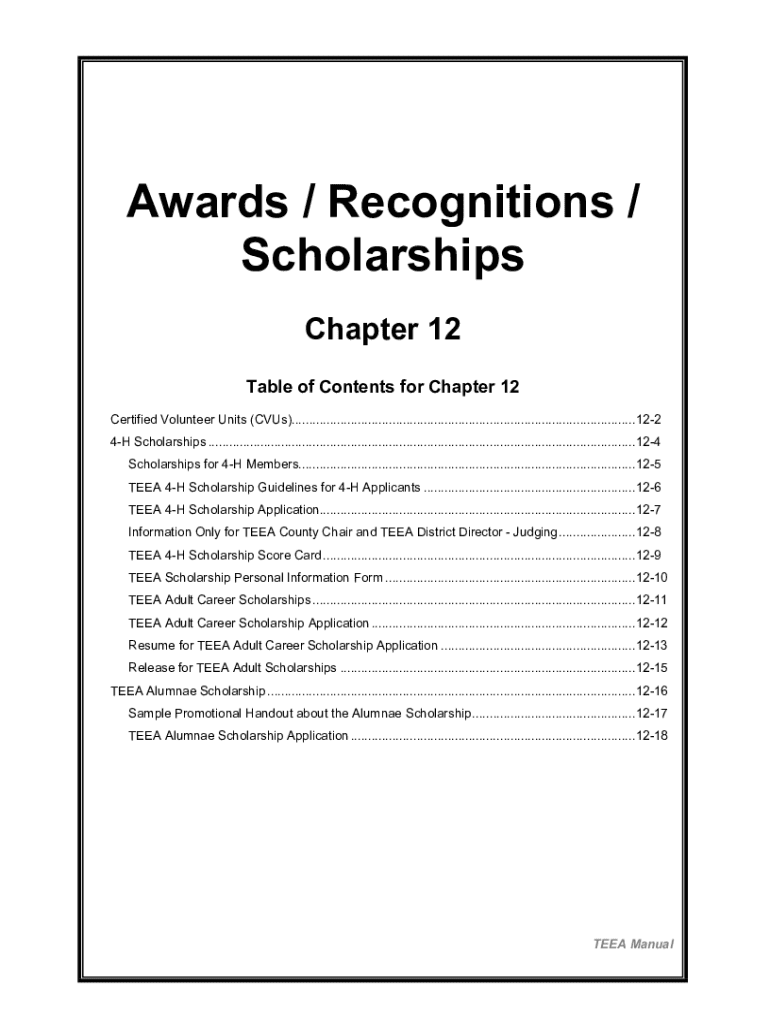 Fillable Online Texas Extension Education Association (teea) Awards ...