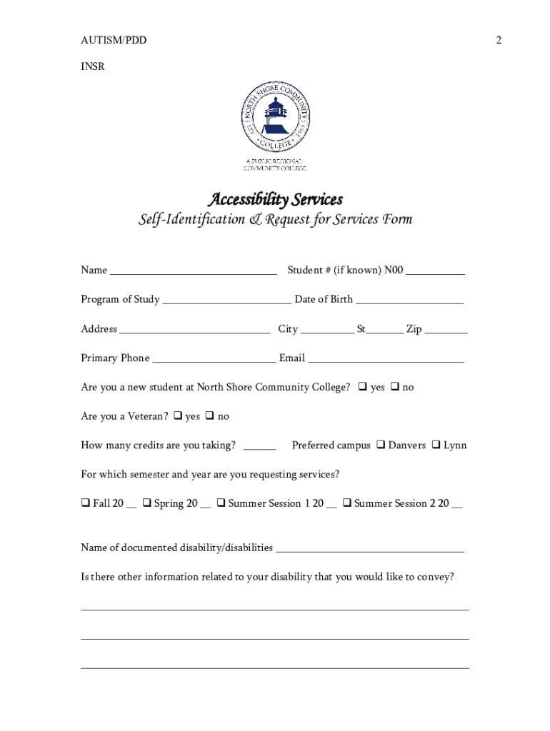 Fillable Online Accessibility Services - Autism/pdd Accommodation ...