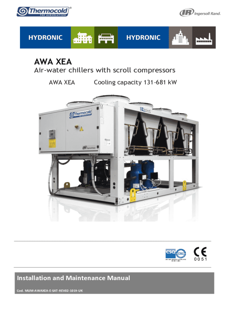 Fillable Online Awa Xea Air-water Chillers With Scroll Compressors Fax ...