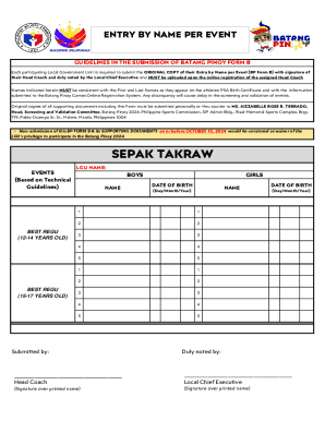 Fillable Online Entry by Name Per Event Submission Guidelines Fax Email ...