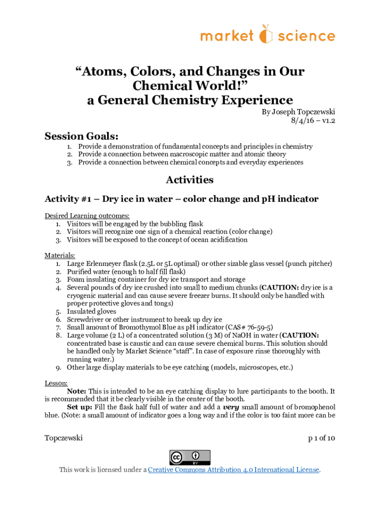 Fillable Online Atoms, Colors, and Changes in Our Chemical World! a ...