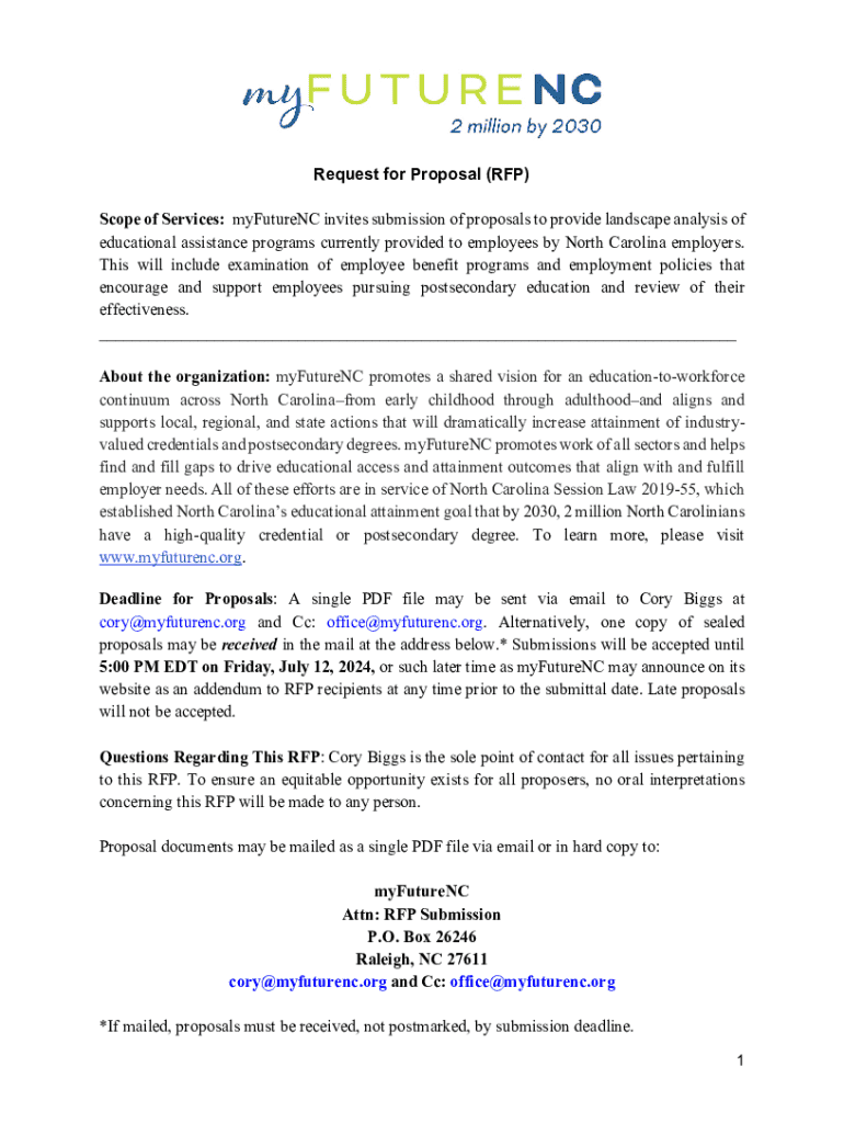 Fillable Online Request for Proposal for Landscape Analysis of Educational Assistance Programs ...