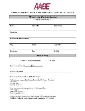 Membership Dues Application Doc Template | pdfFiller