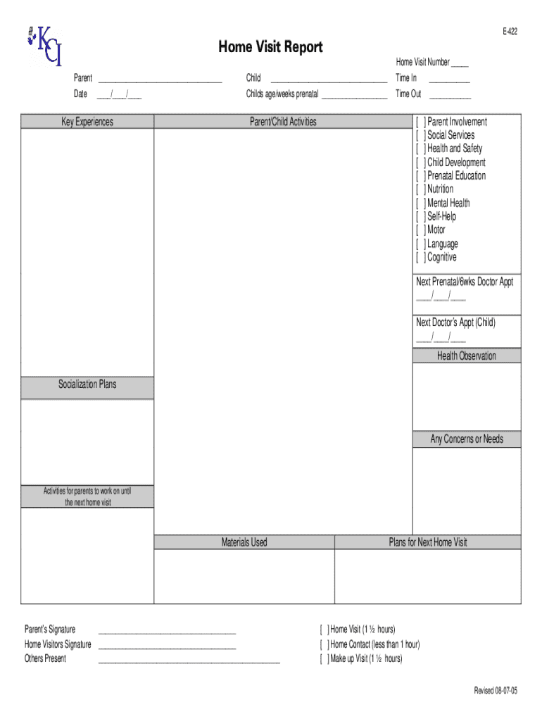 Fillable Online E-422 Home Visit Report Fax Email Print - pdfFiller