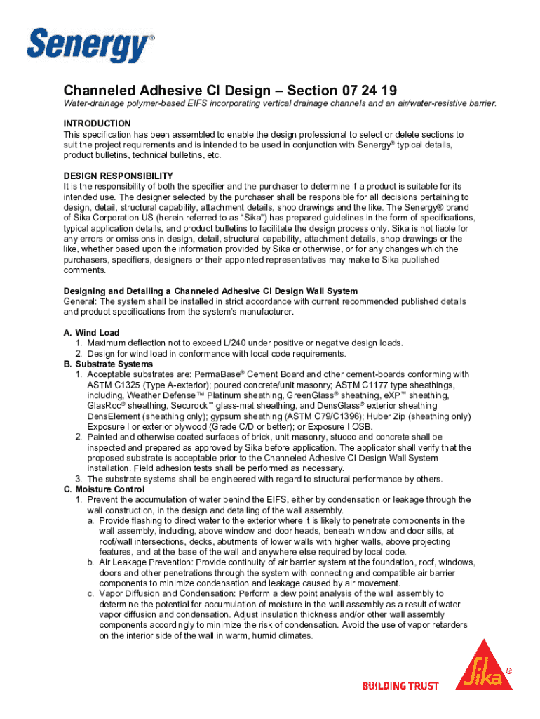 Fillable Online senergy-specification-channeled-adhesive-design Fax ...