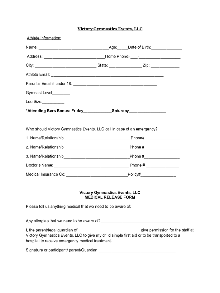 Fillable Online Athlete Information and Medical Release Fax Email Print - pdfFiller