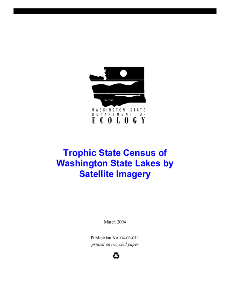 Fillable Online Trophic State Census of Washington State Lakes Fax ...