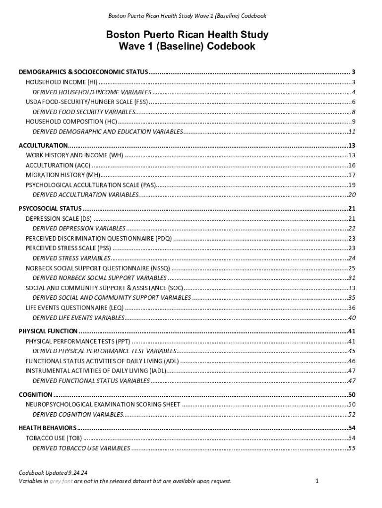 Fillable Online Boston Puerto Rican Health Study Wave 1 (baseline) Codebook Fax Email Print ...