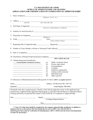 Fillable Online Certification of Completion of Apprenticeship ...