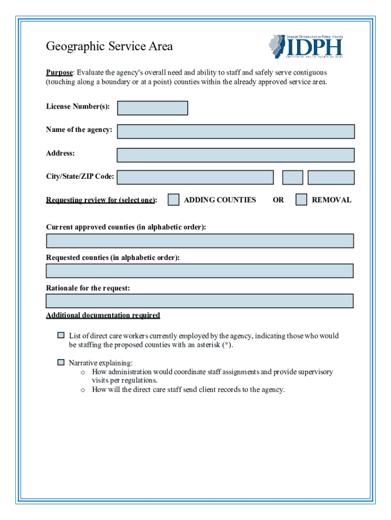 Fillable Online Geographic Service Area Review Request Fax Email Print - pdfFiller