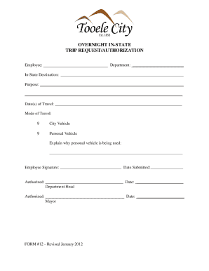 Fillable Online Overnight in-state Trip Request Authorization Form Fax ...