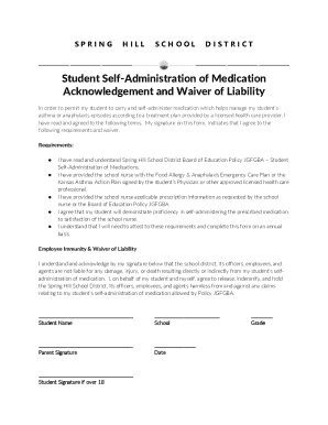 Fillable Online Self-administration of Medication Waiver Fax Email ...