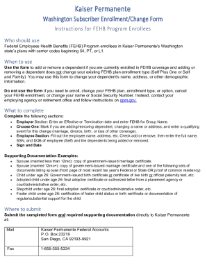 Fillable Online Washington Subscriber Enrollment/change Form Fax Email ...