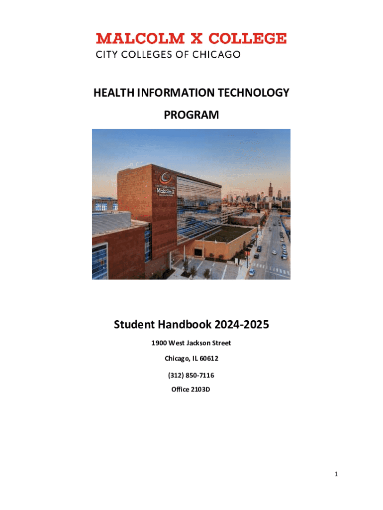 Fillable Online Health Information Technology Program Student Handbook ...
