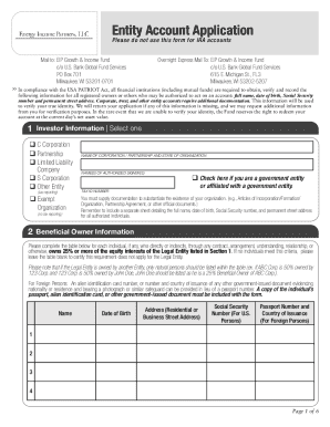 Fillable Online Entity Account Application Fax Email Print - pdfFiller