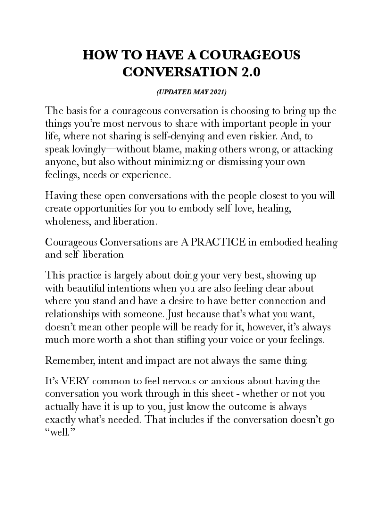 Fillable Online How to Survive A Courageous Conversation By Elaine ...