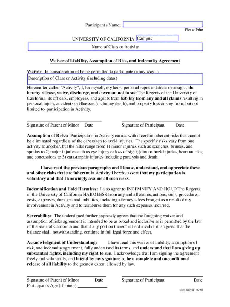 Fillable Online Waiver-of-liability-assumption-risk-indemnity-agreement ...