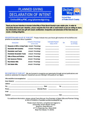 Fillable Online Planned Giving Declaration of Intent Fax Email Print ...