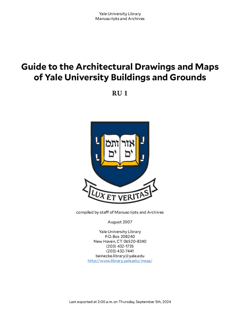 Fillable Online Architectural Drawings and Maps of Yale University ...