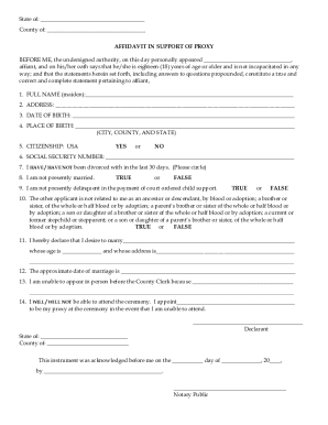 Fillable Online Affidavit for Marriage License Proxy Fax Email Print ...