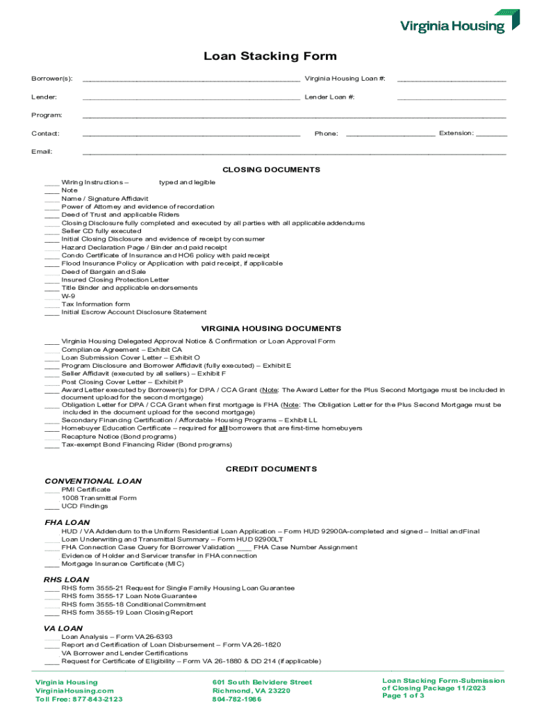 Fillable Online Loan Stacking Form - Submission of Closing Package Fax ...