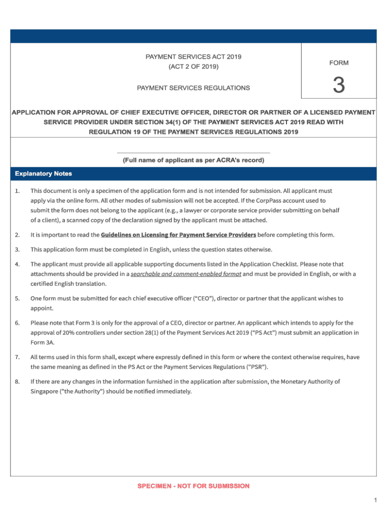 Fillable Online Form 3 - Application for the Approval of Chief Executive ... Fax Email Print ...