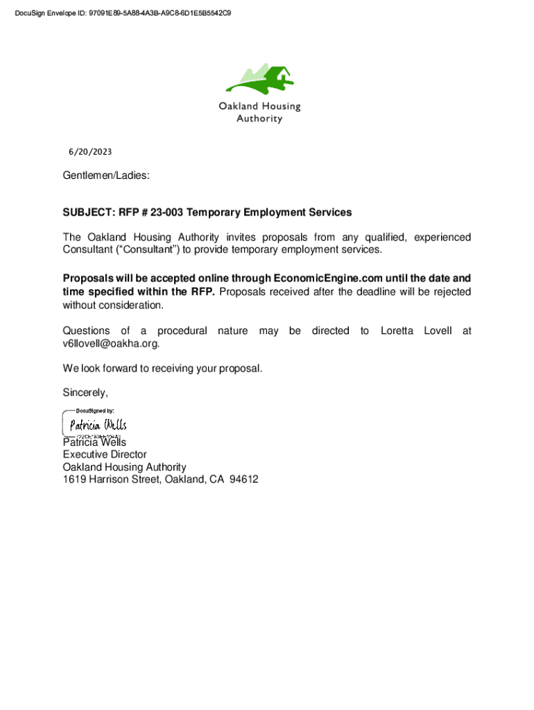 Fillable Online Request for Proposals - Temporary Employment Services ...