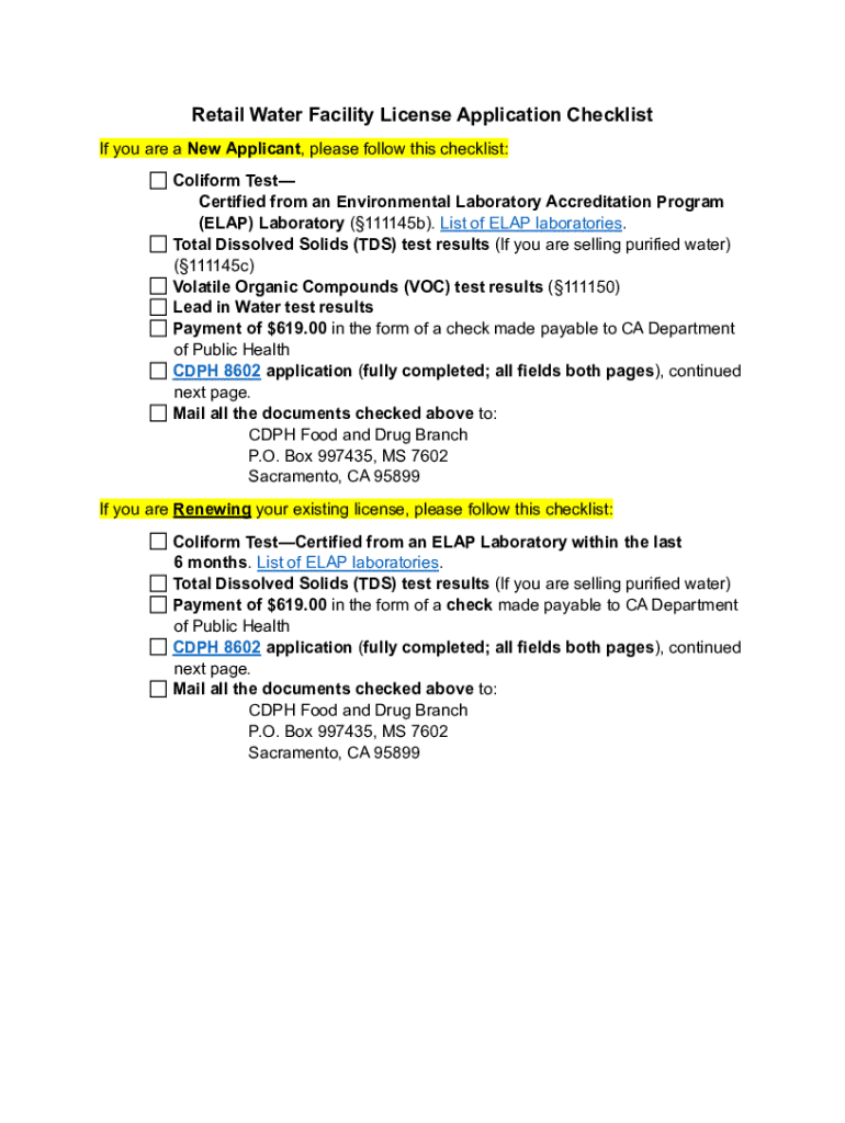 Retail Water Facility License Application - Fill Online, Printable ...
