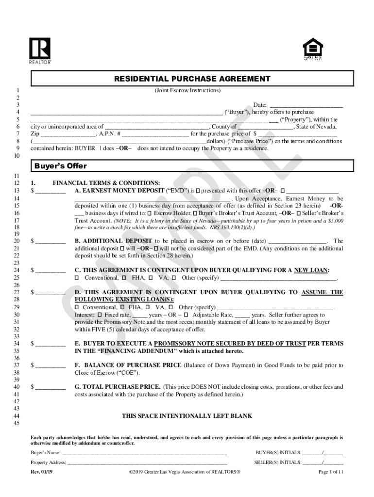 Fillable Online Residential Purchase AgreementPDFConcurrent Estate Fax ...